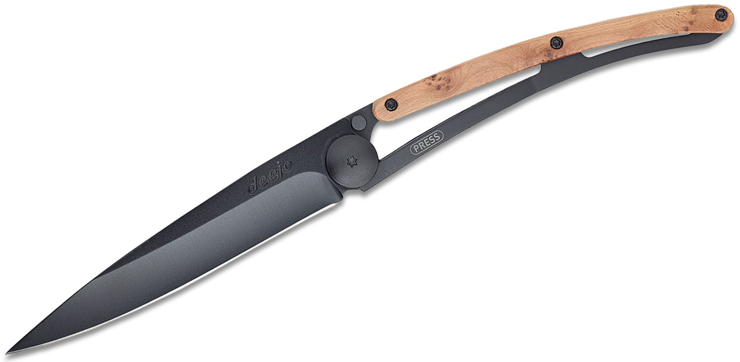 Deejo Knives Black Series 37g Folding Knife 3.75" Black Titanium Coated ...