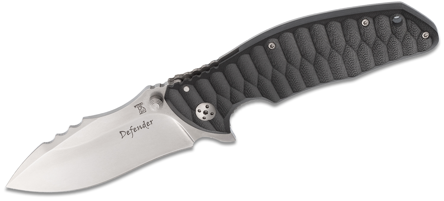 Dendra Knives Defender Flipper Knife 3.75" Stonewashed D2 Plain Blade ...