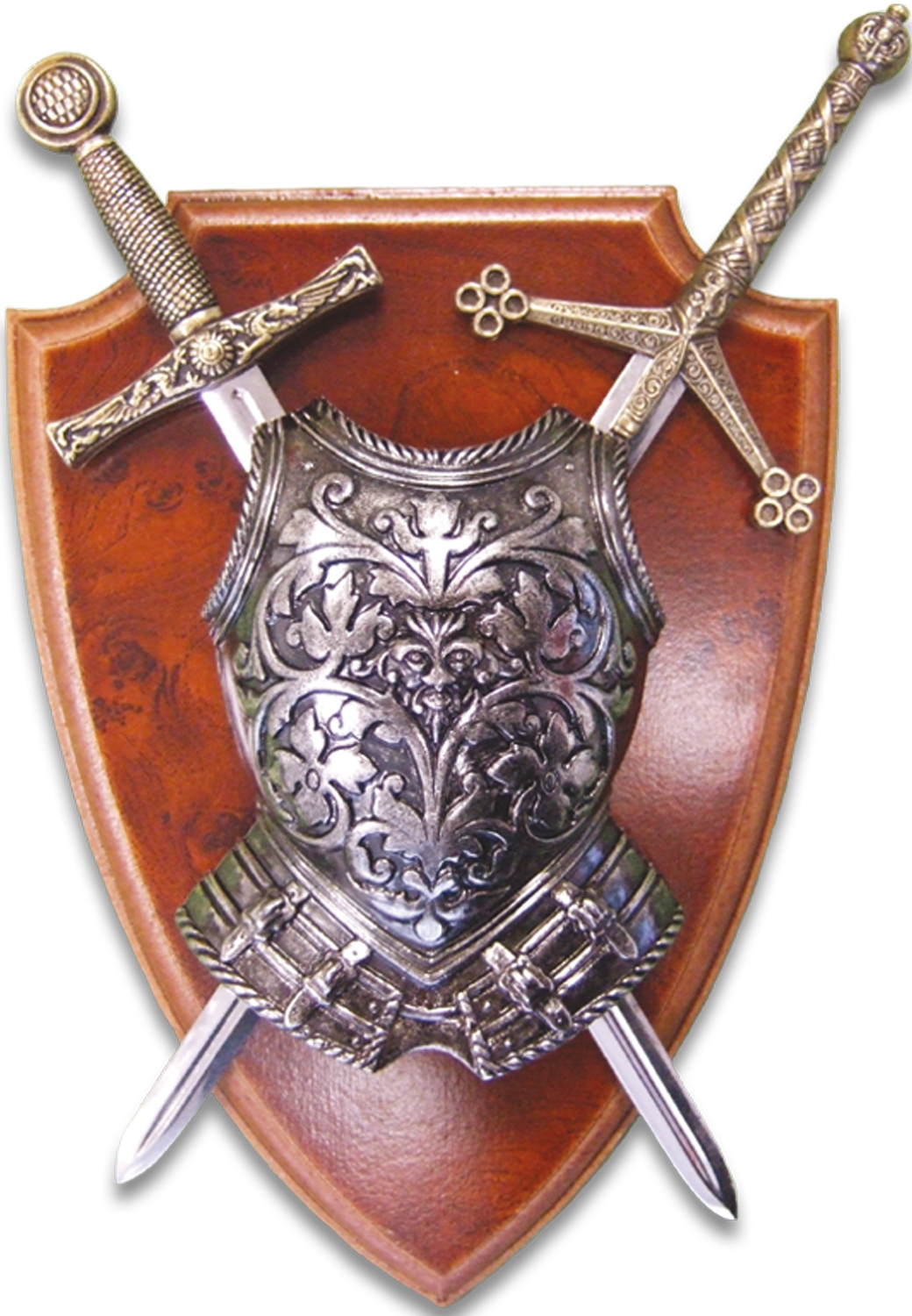 Denix Crossed Mini-Sword Plaque with Cuirass - KnifeCenter - 506