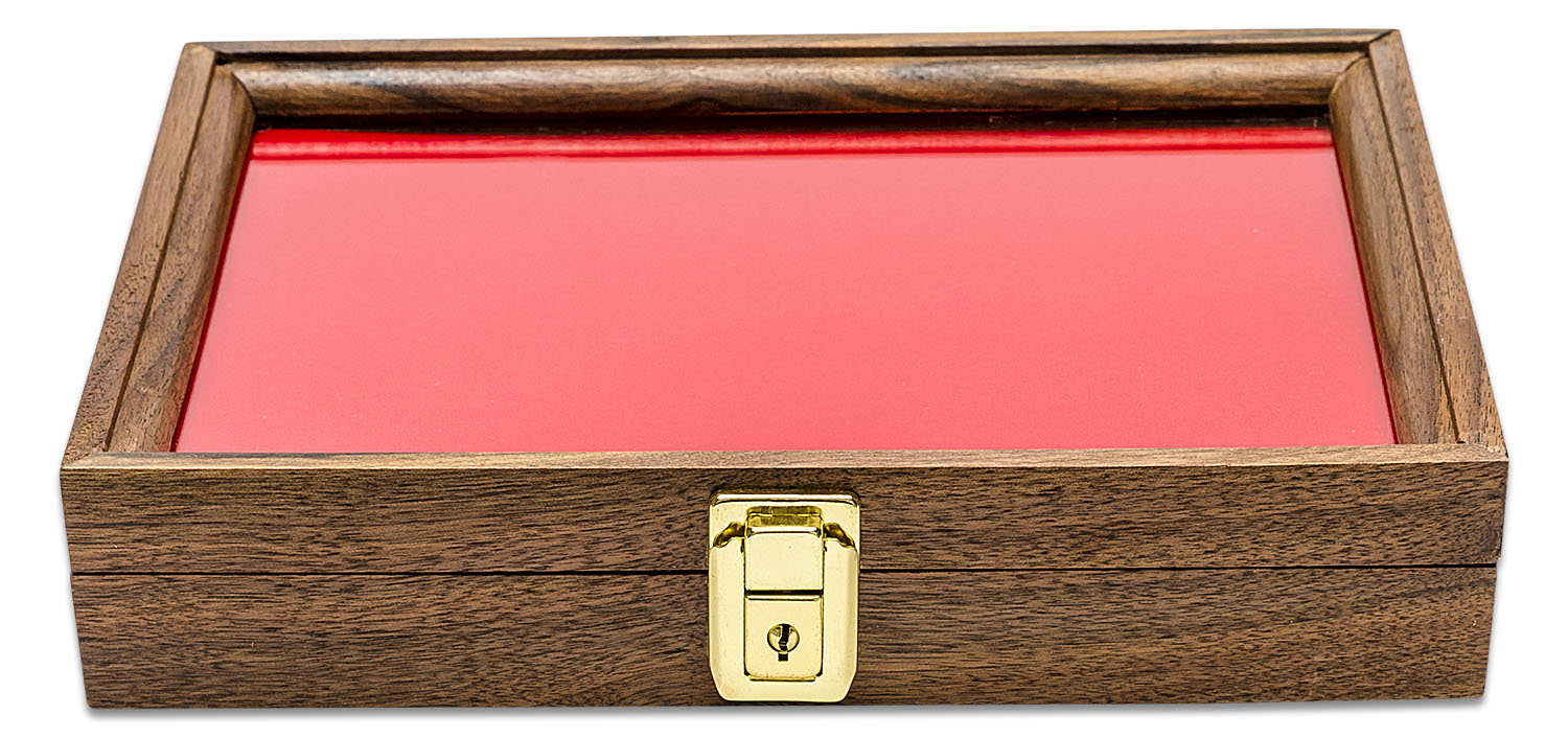 S&D Enterprises Walnut Wood Hinged Display Case 9.5" x 12" x 1.875 ...