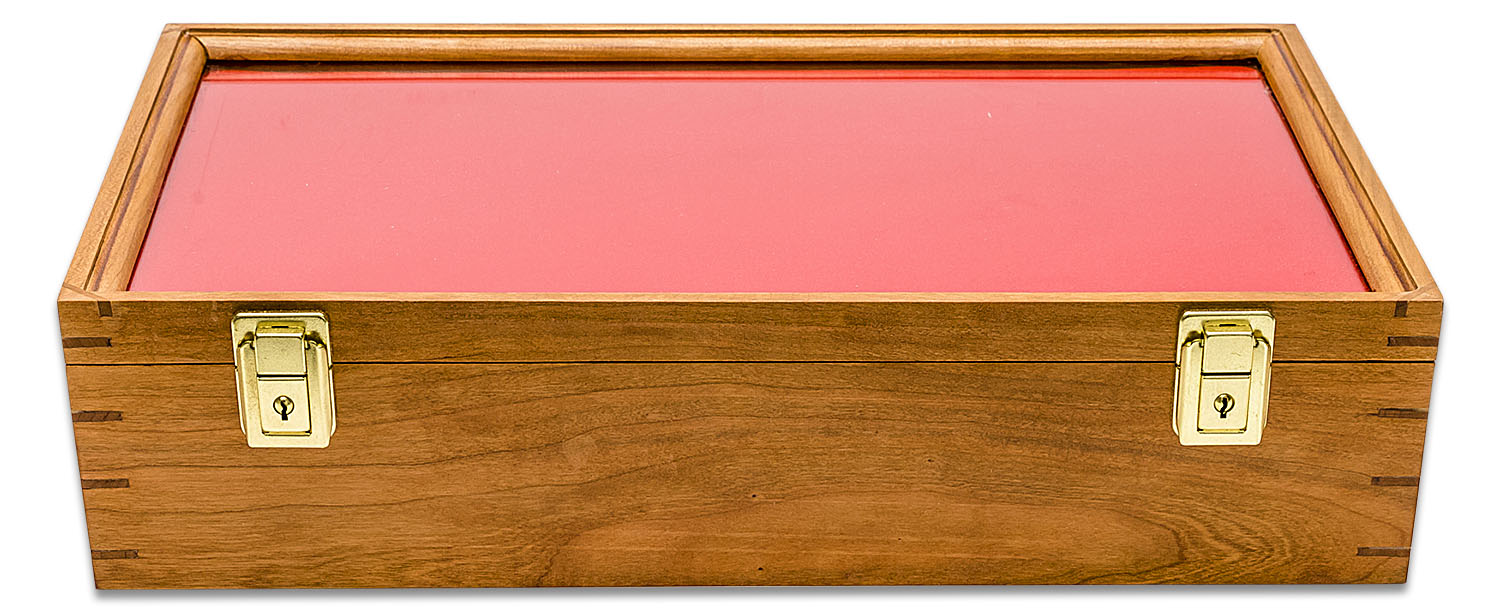 S&D Enterprises Cherry Wood Hinged Display Case 12" x 18" x 3.875 ...