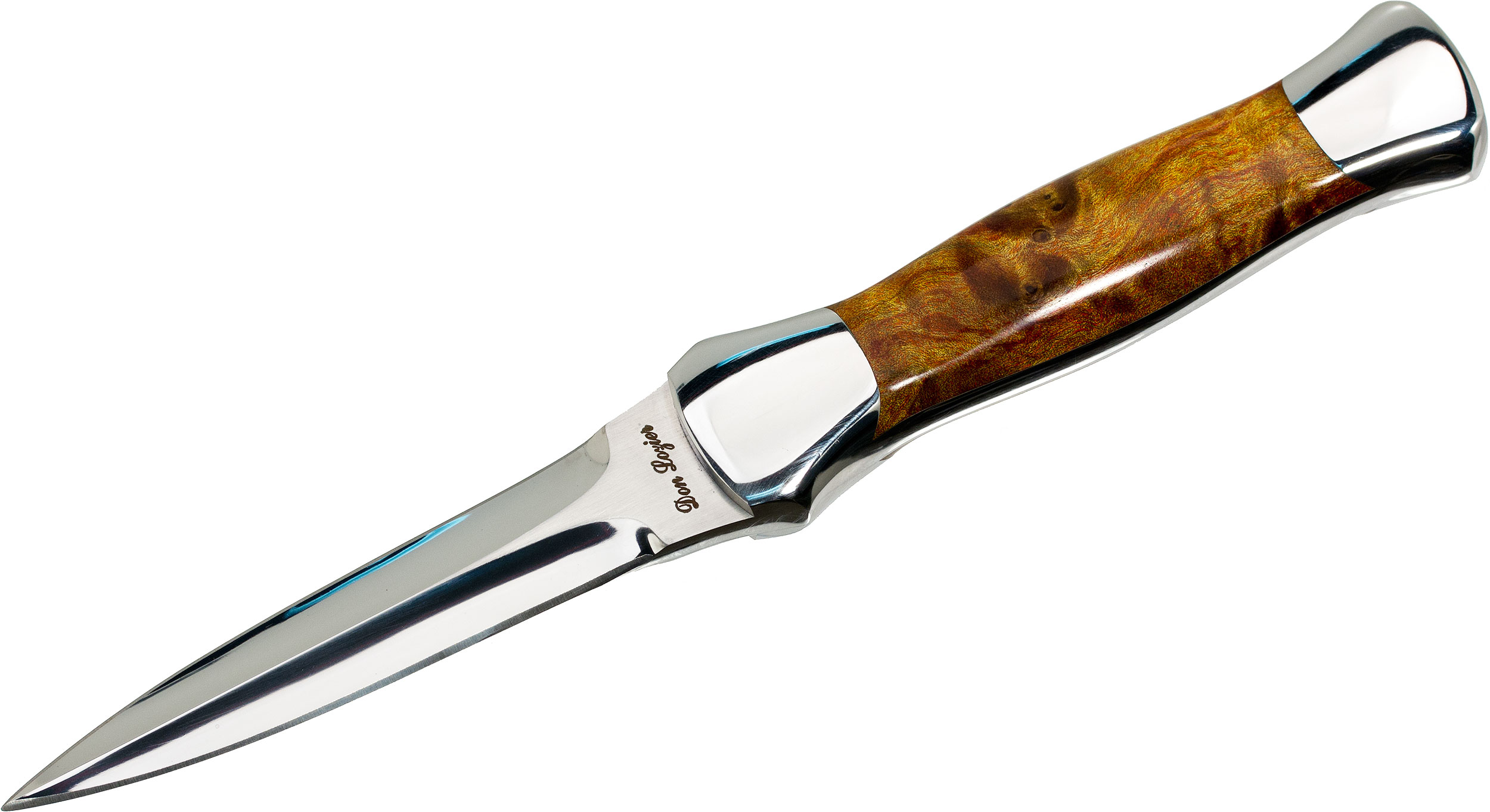 Don Lozier Custom EDC Dagger Fixed 4" Mirror Polished Double Edge Blade ...