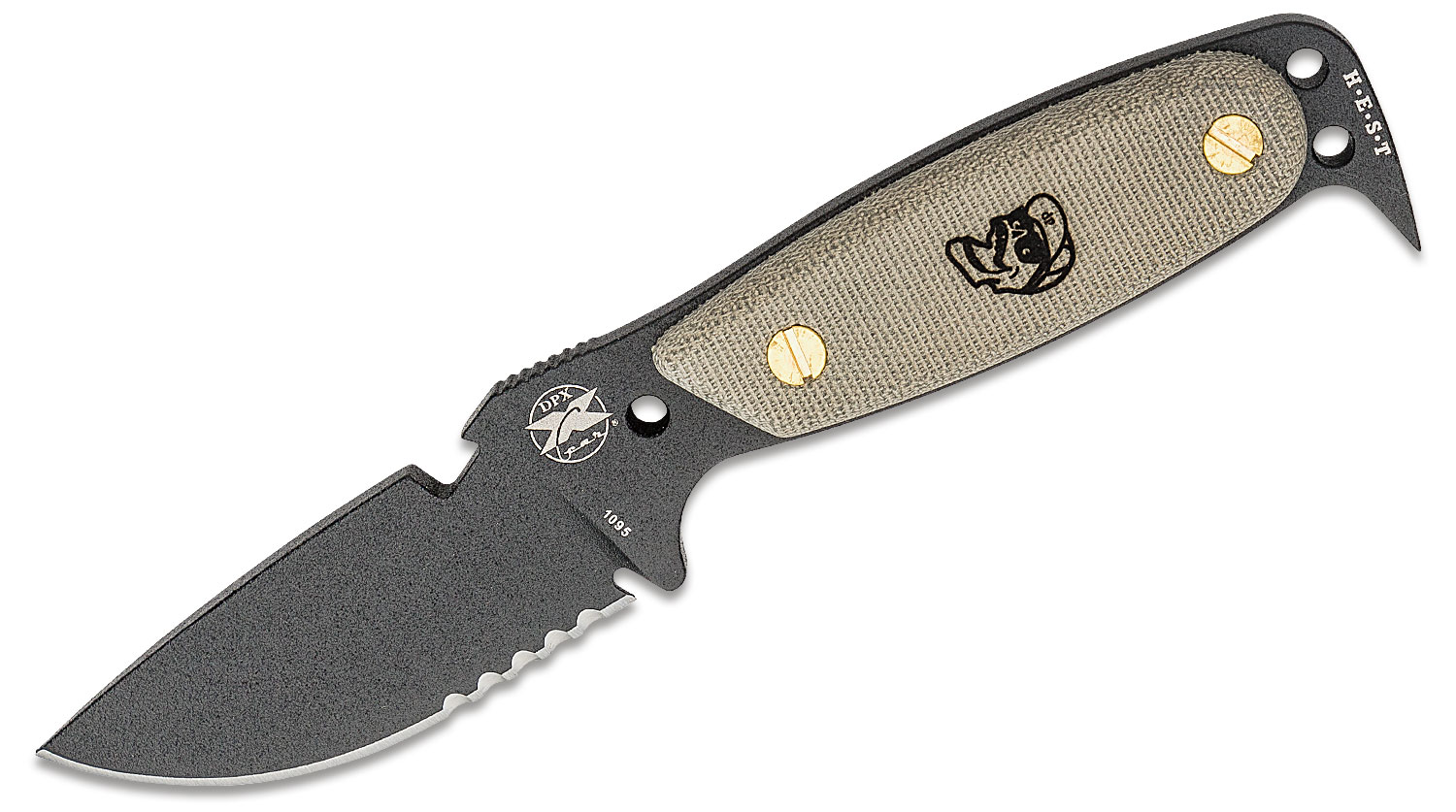 DPx Gear HEST Original by Rowen Fixed Combo Blade, Green Micarta ...