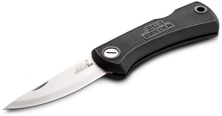 EKA Swede 88 Folding Knife 2.95" Sandvik 12C27 Satin Blade, Black ...