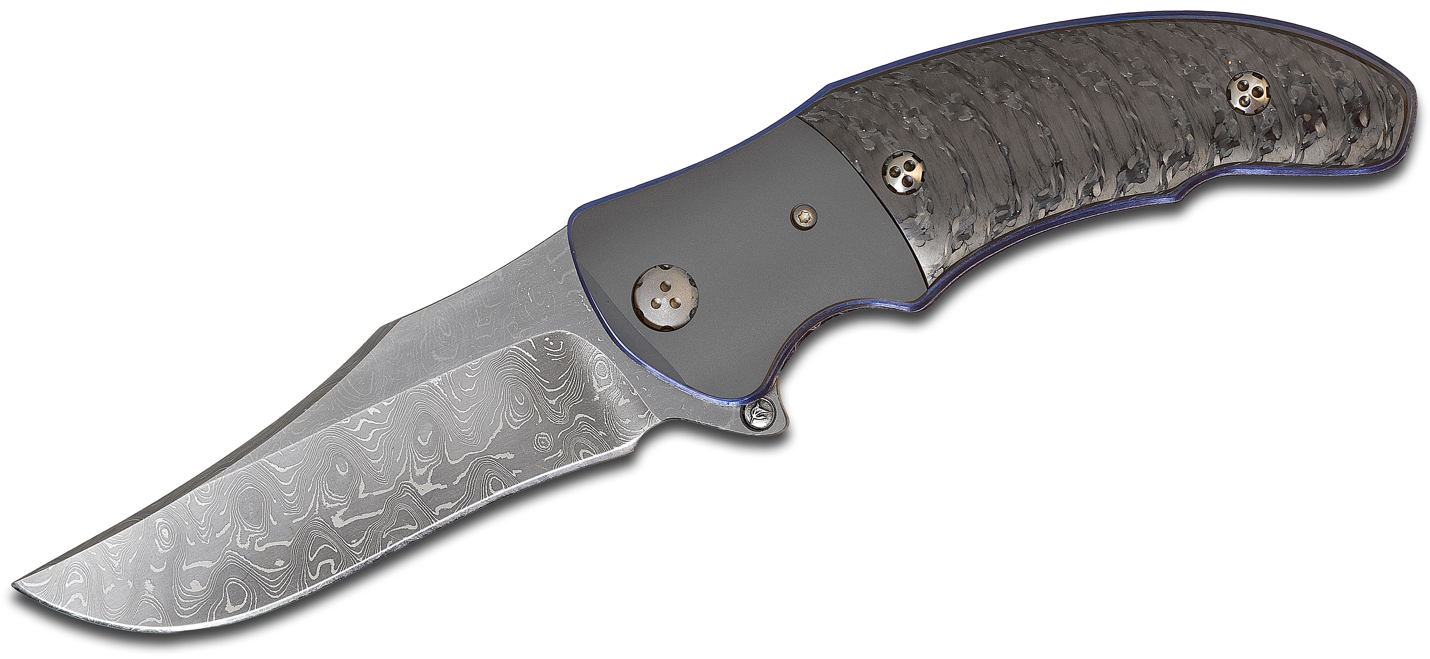 Elishewitz Custom Silver Fox Flipper 3.75" Nichols Gator Skin Damascus ...
