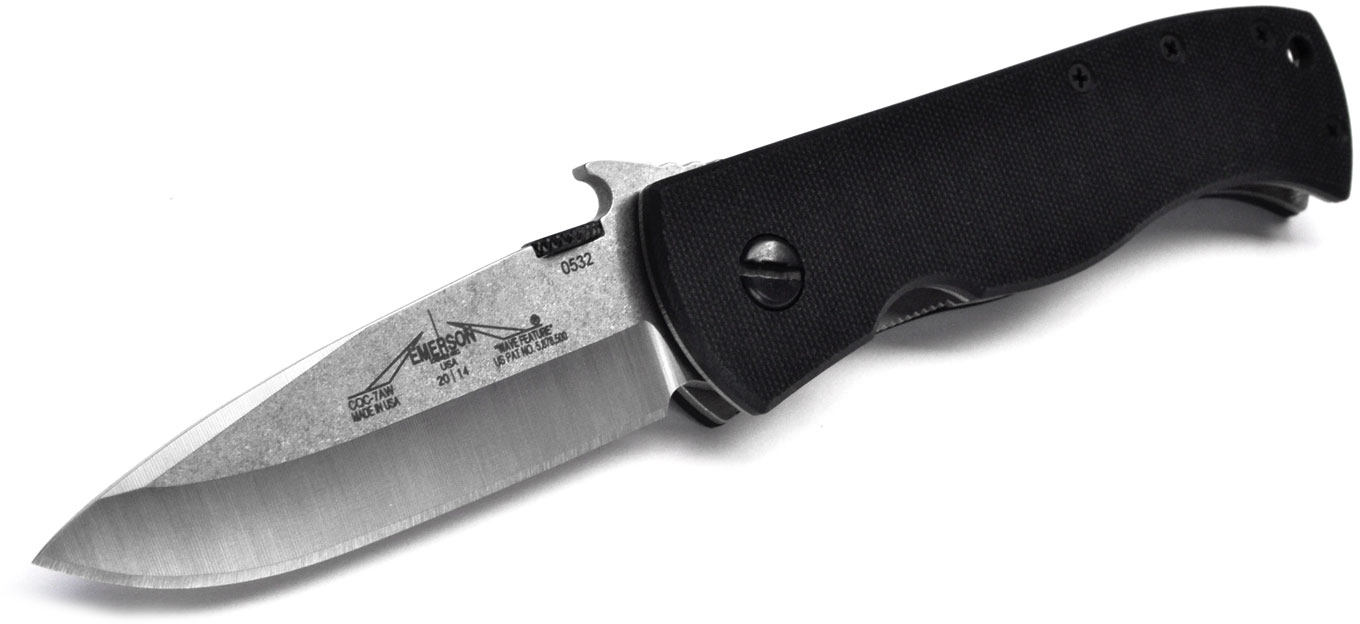 Emerson CQC-7AW Folding Knife 3.3" Stonewash Plain Spear Point Blade ...