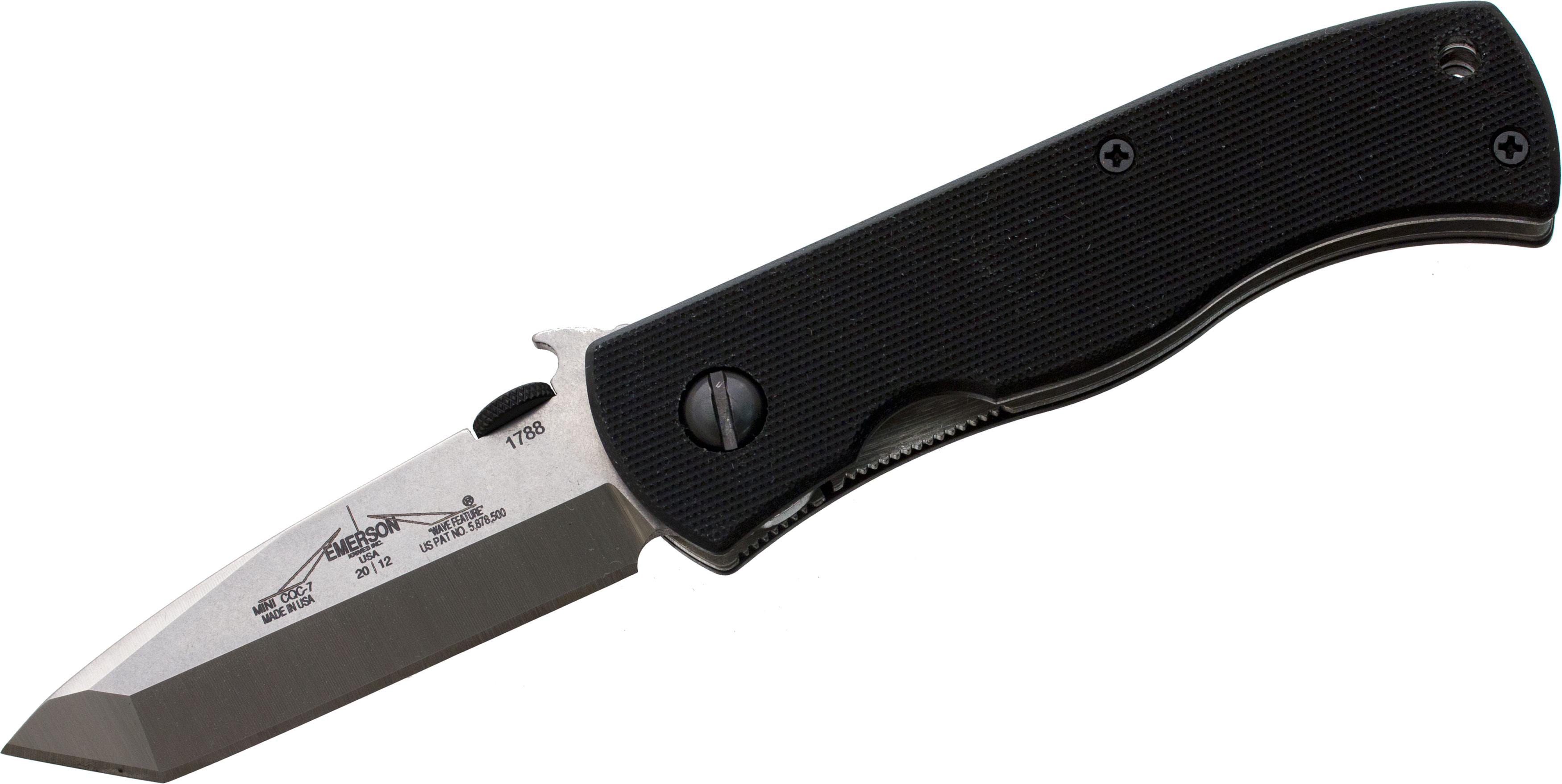 Emerson Mini CQC7 Folding Knife 2.9" Stonewash Plain Tanto Blade with ...
