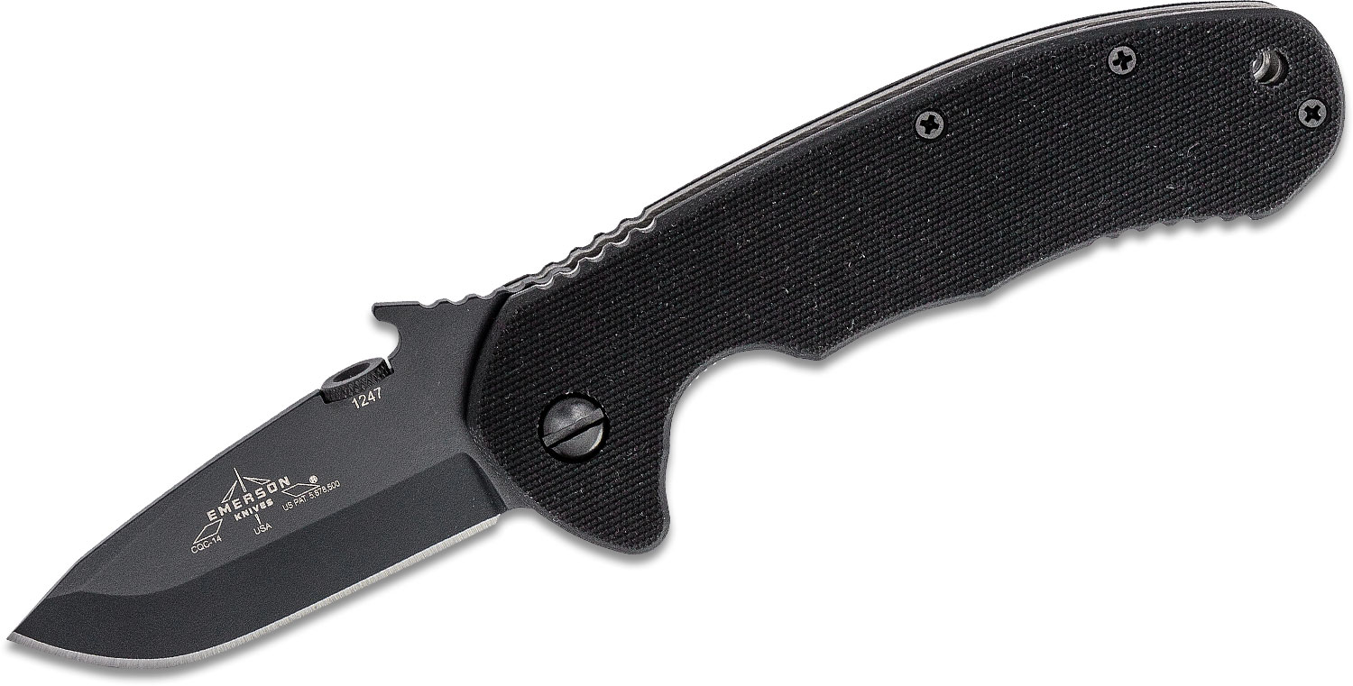 Emerson CQC-14 Snubby Folding Knife 2.7" Black Plain Blade with Wave ...