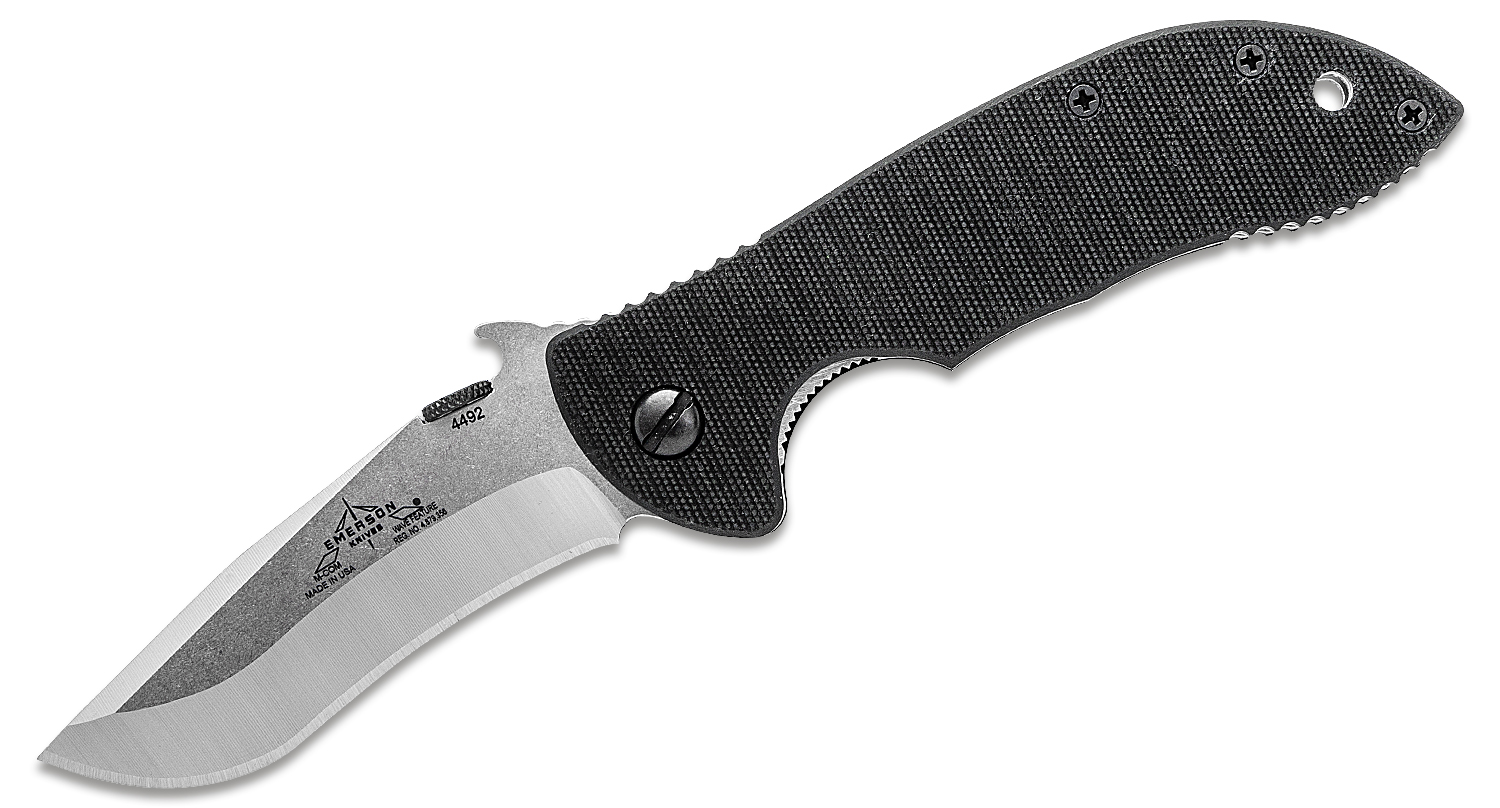 Emerson Mini Commander Folding Knife 3.4" Stonewash Plain Blade with ...
