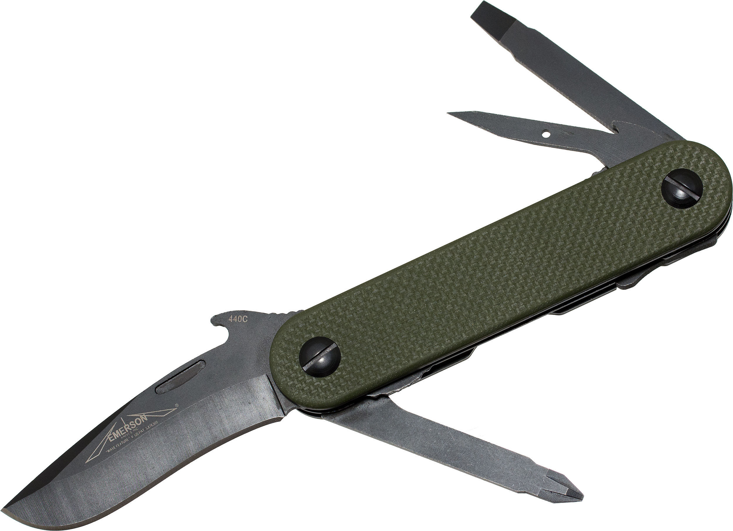 Emerson EDC-2 Multi-Tool by Multitasker, 2.7" Plain Blade, OD Green G10 ...