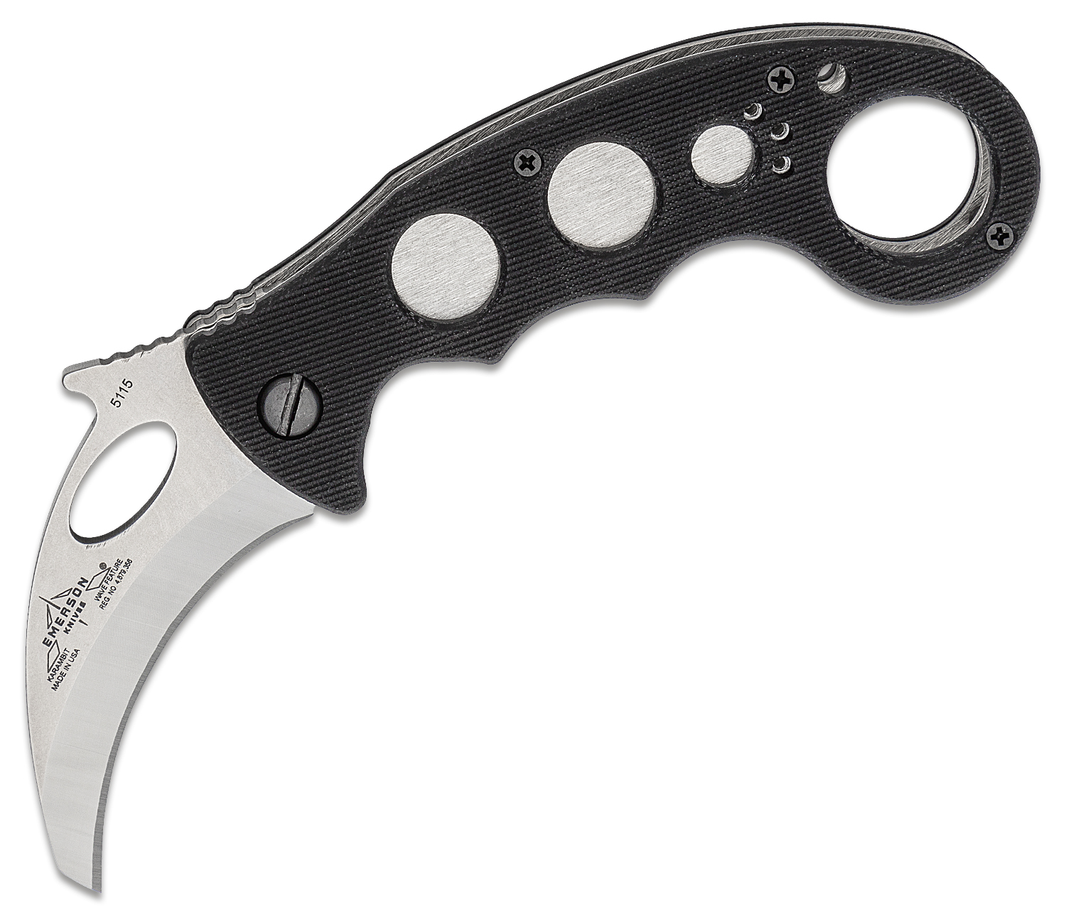 Emerson Folding Karambit 2.6" Stonewash Blade with Reinforced Tip, G10 ...
