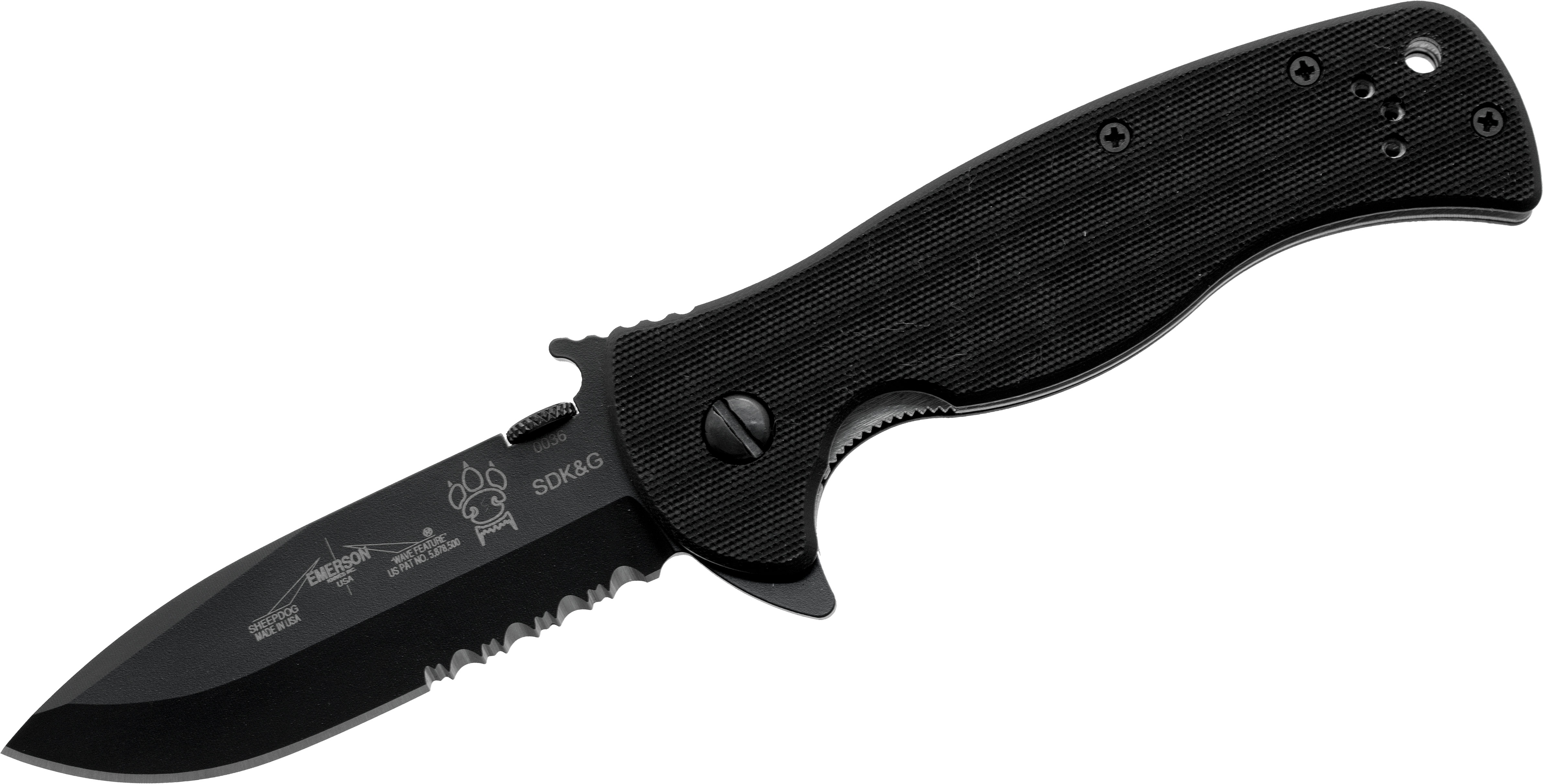 Emerson Sheepdog Rangemaster Spear Point Flipper 3.5" Black Combo Blade ...