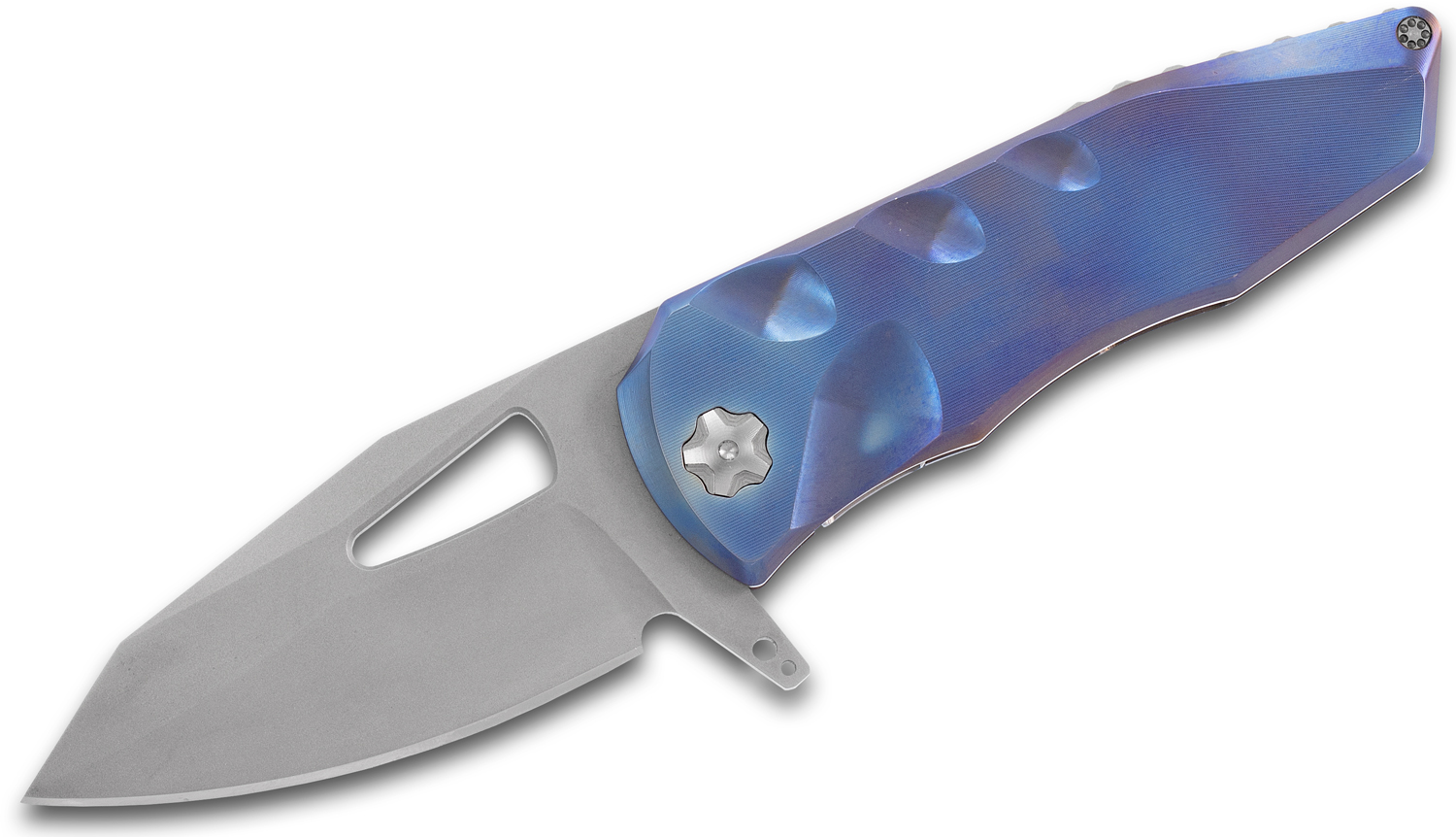 EOS Squid Flipper Knife 3.625" S35VN Bead Blasted Blade, Milled Flamed ...
