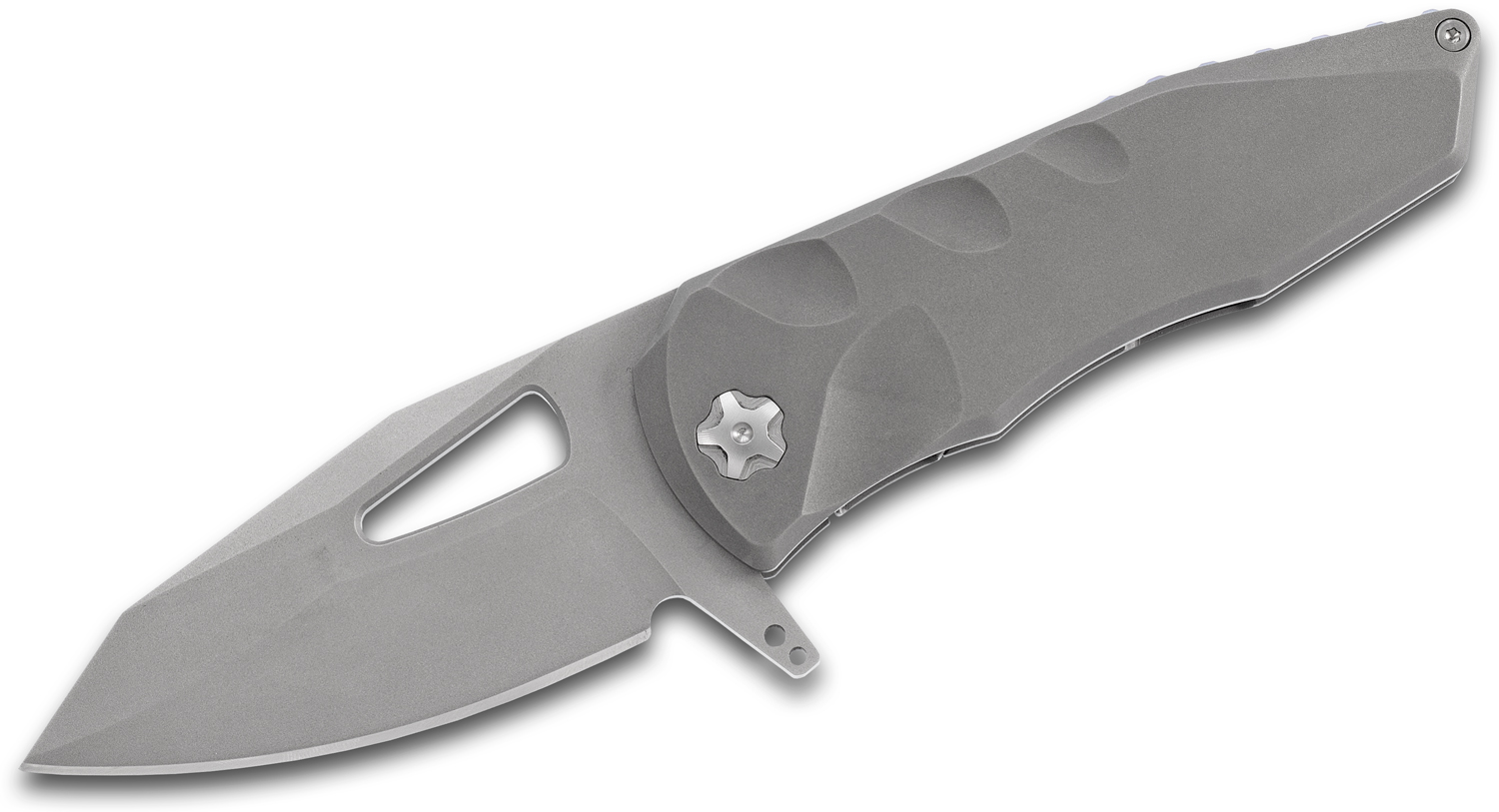 EOS Squid Flipper Knife 3.625" S35VN Bead Blasted Blade, Milled Dark ...