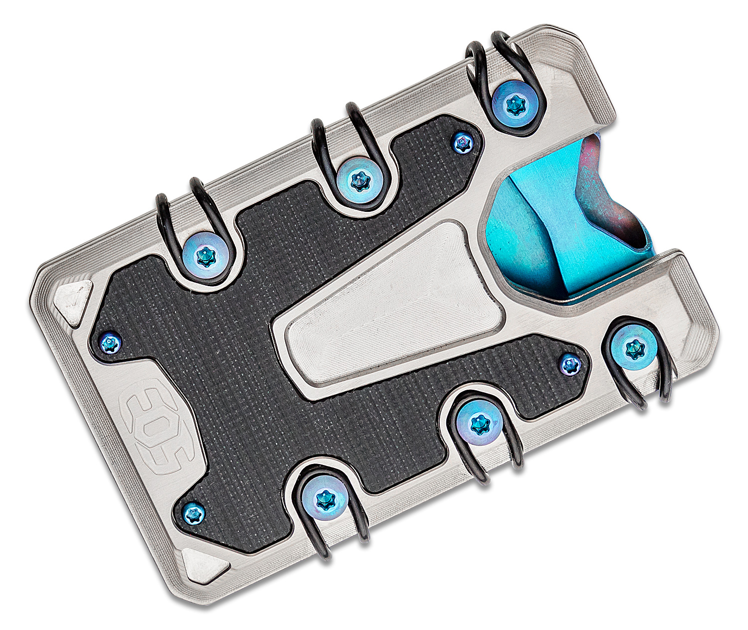 EOS Titanium 3.0 Wallet, Satin with Black G10 Inlays, Blue Hardware ...