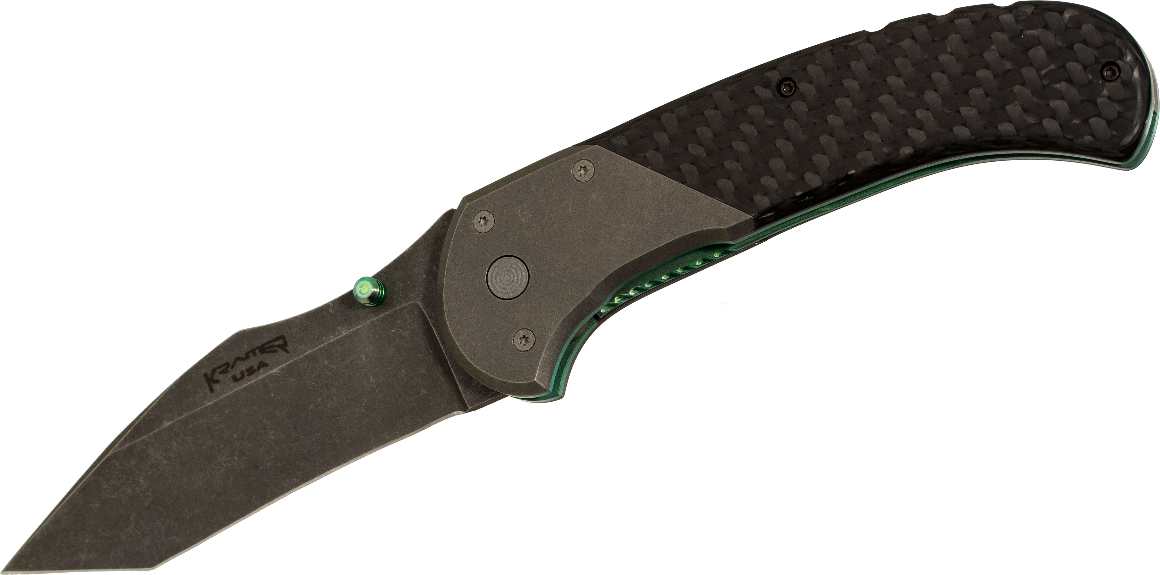 Kramer Custom Knives Reaper Folding 3.625" Blackwash S35VN Recurve ...