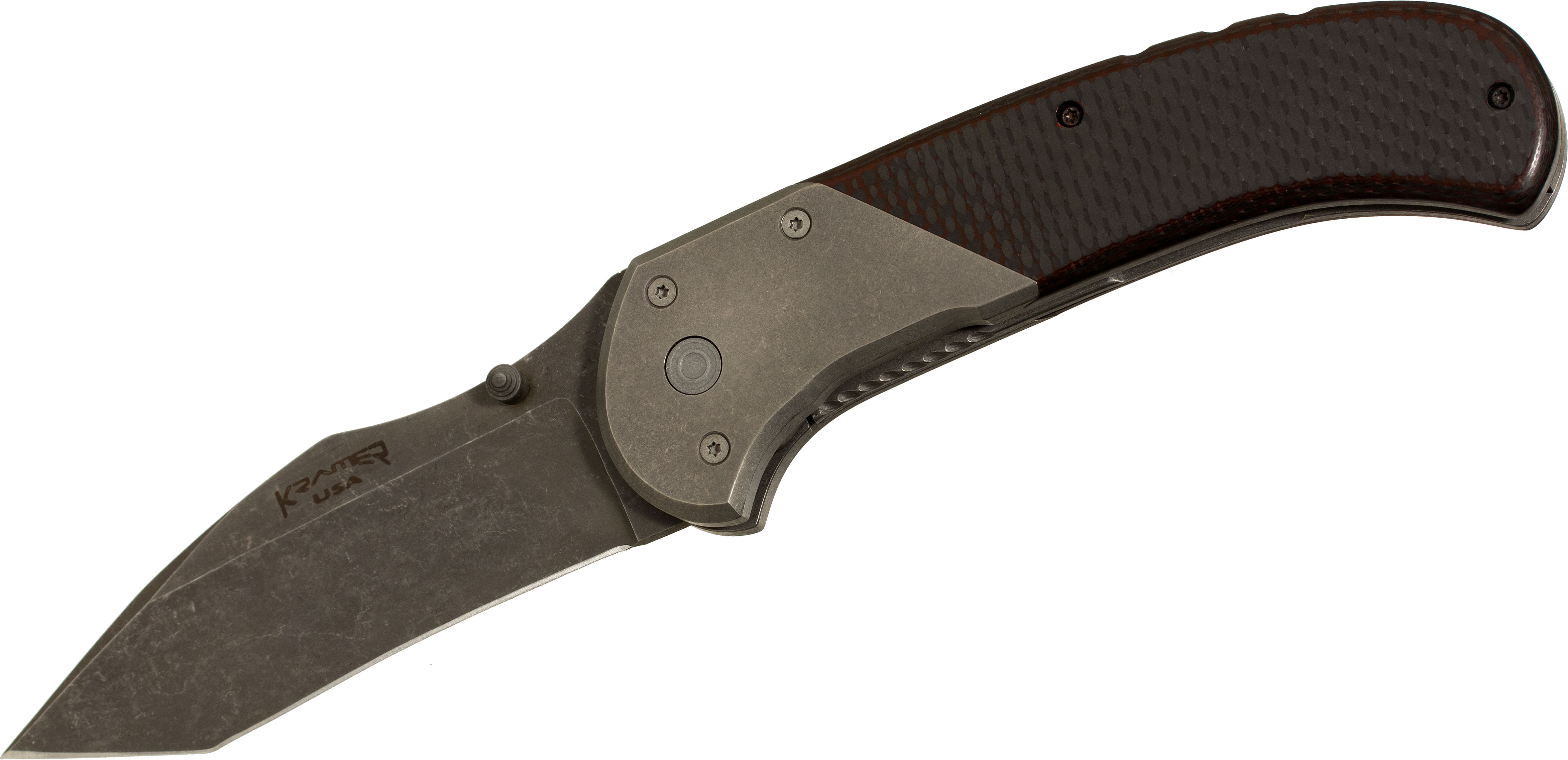 Kramer Custom Knives Reaper Folding 3.625" Blackwash S35VN Recurve ...