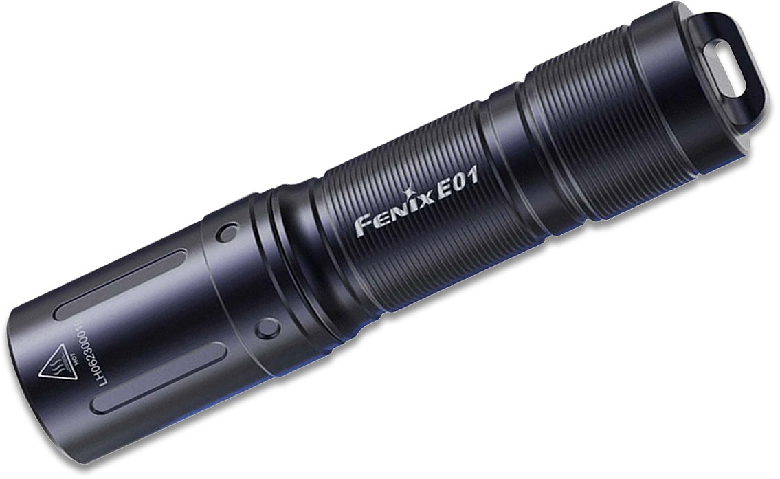 Fenix E01 V2.0 LED Keychain Flashlight, Black, 100 Max Lumens - KnifeCenter - FX-E01V2BLK