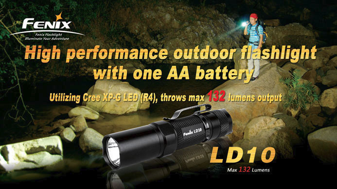Fenix LD10 (R4) Variable Output LED Flashlight, Strobing, 132 Max ...