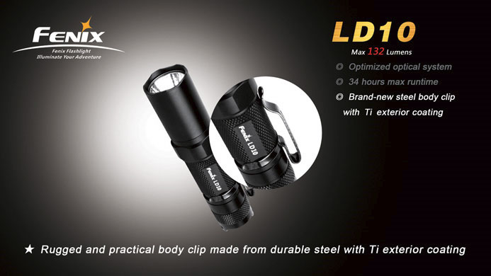 Fenix LD10 (R4) Variable Output LED Flashlight, Strobing, 132 Max ...