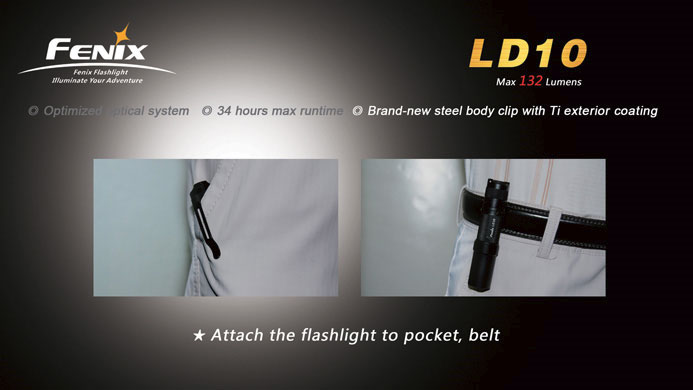 Fenix LD10 (R4) Variable Output LED Flashlight, Strobing, 132 Max ...