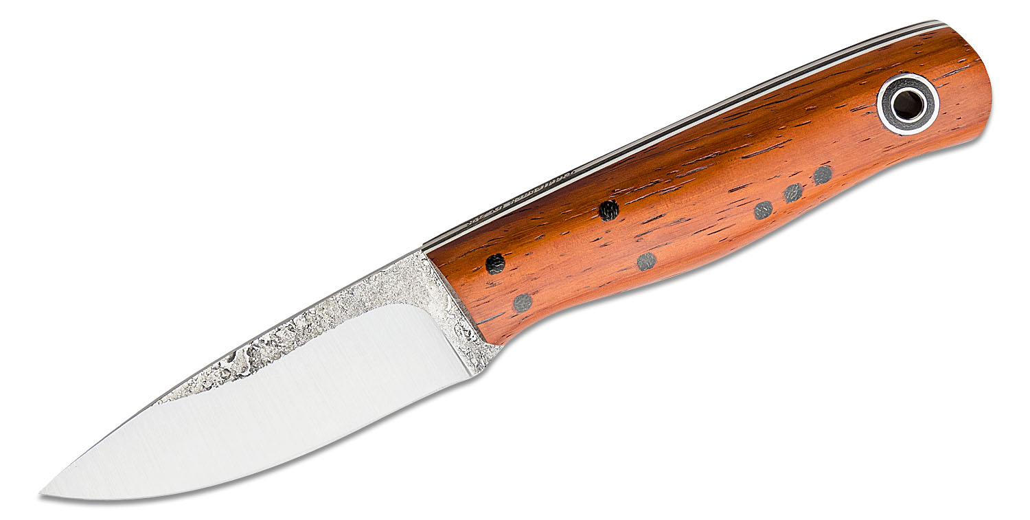 Fiddleback Forge Custom Handyman Fixed Blade 3.375" A2 Satin Drop Point Blade, Padouk Wood ...