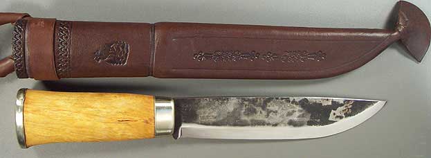 Finnish AK Line Hand Forged Wilderness Carbon Steel Skinner 7" Blade ...