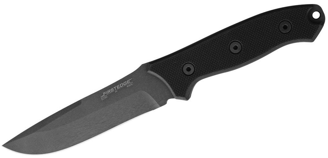 FirstEdge Field Knife Fixed 5.5" Black 440C Drop Point Blade, G10 ...