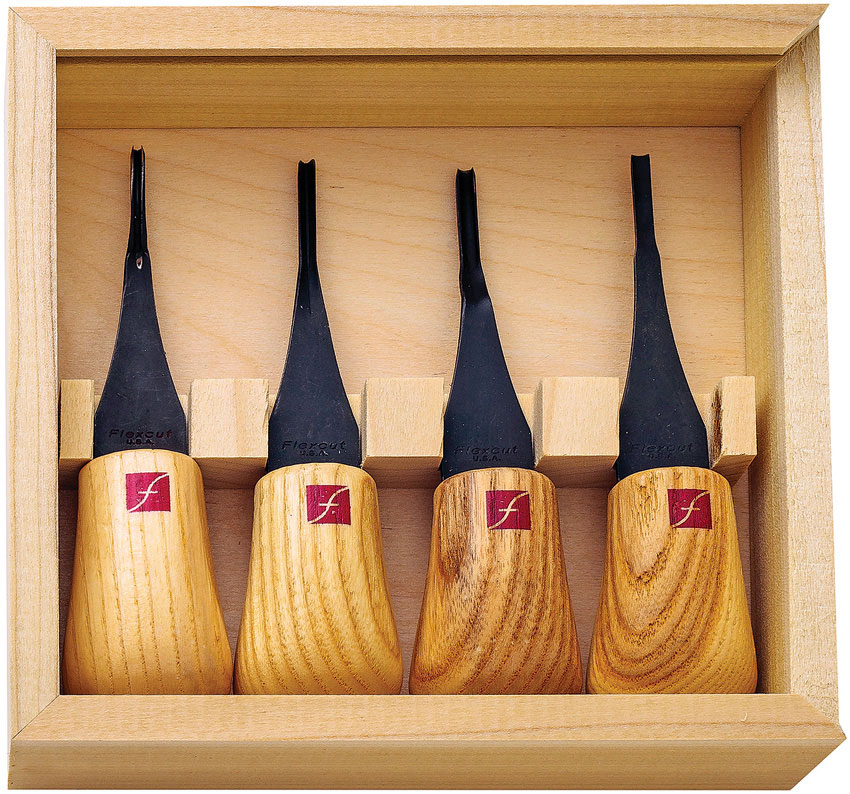 Flexcut 4-Piece Mini-Palm Set, 4 Different Style Blades, Ash Wood ...