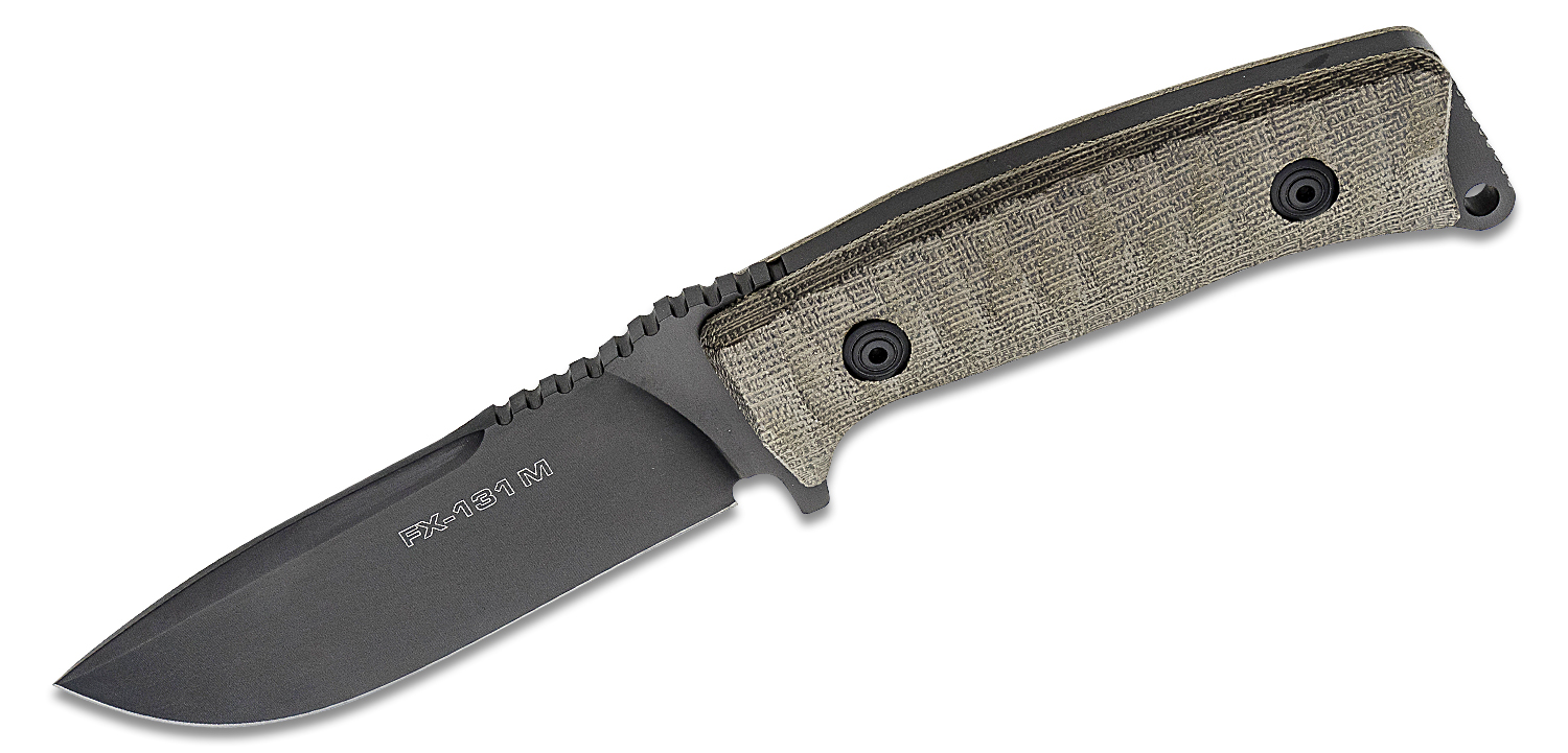 Fox Pro Hunter Fixed 4.3" N690 Black Plain Drop Point Blade, Green and ...