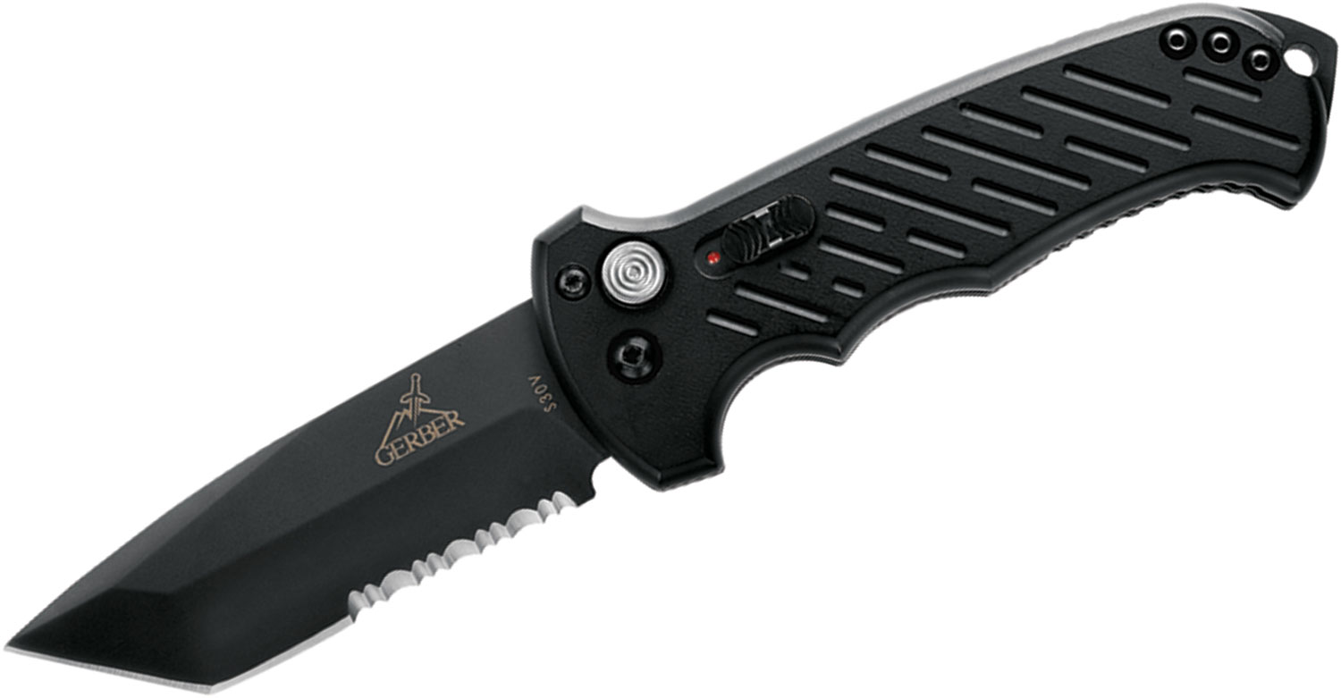 Gerber 06 AUTO 3.7" S30V Combo Tanto Blade, Aluminum Handles ...
