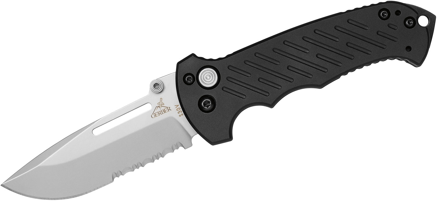 Gerber 06 Manual Combat Folding Knife 3.6" S30V Combo Blade, Aluminum ...