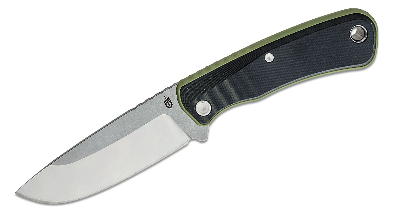 Gerber Downwind Drop Point Fixed Blade Knife 4.25" Stonewashed, Green ...