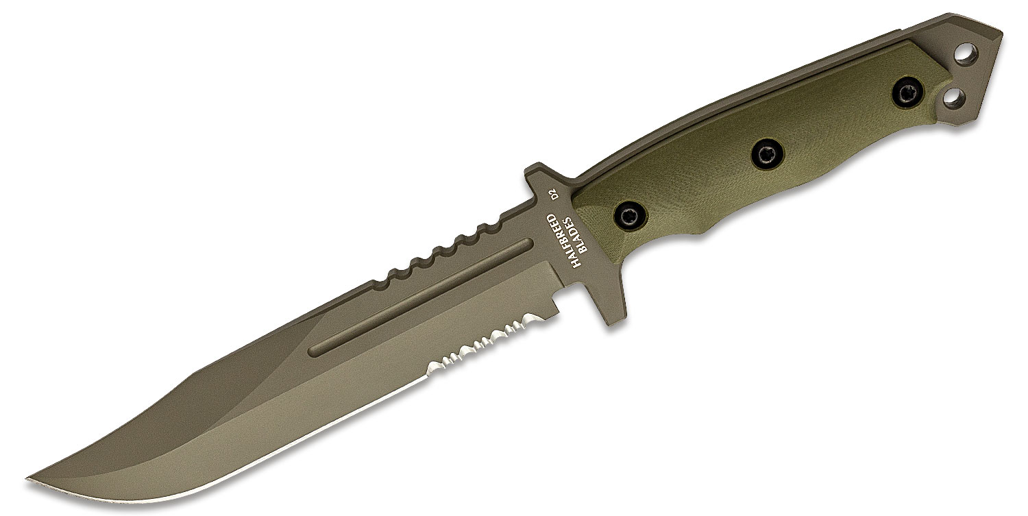 Halfbreed Blades Large Infantry Fixed Blade Knife 6.89" D2 Ranger Green ...