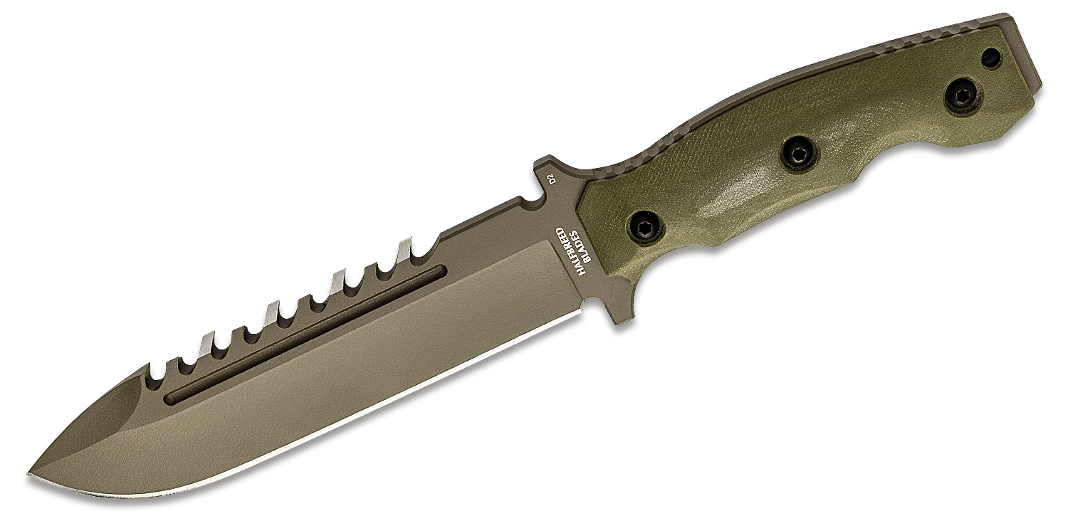 Halfbreed Blades Large Survival Fixed Blade Knife 6.89" D2 Ranger Green ...