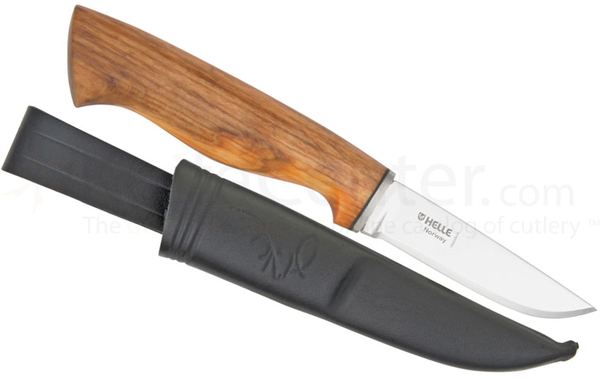 Helle Grizzly Fixed 3-1/2" Blade, Beech Wood Handle, Genuine Leather ...