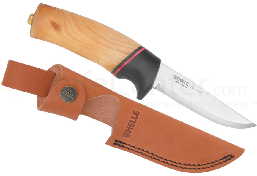 Helle Godbit Fixed 3-3/4" Blade, Birch Wood Handle, Genuine Leather ...