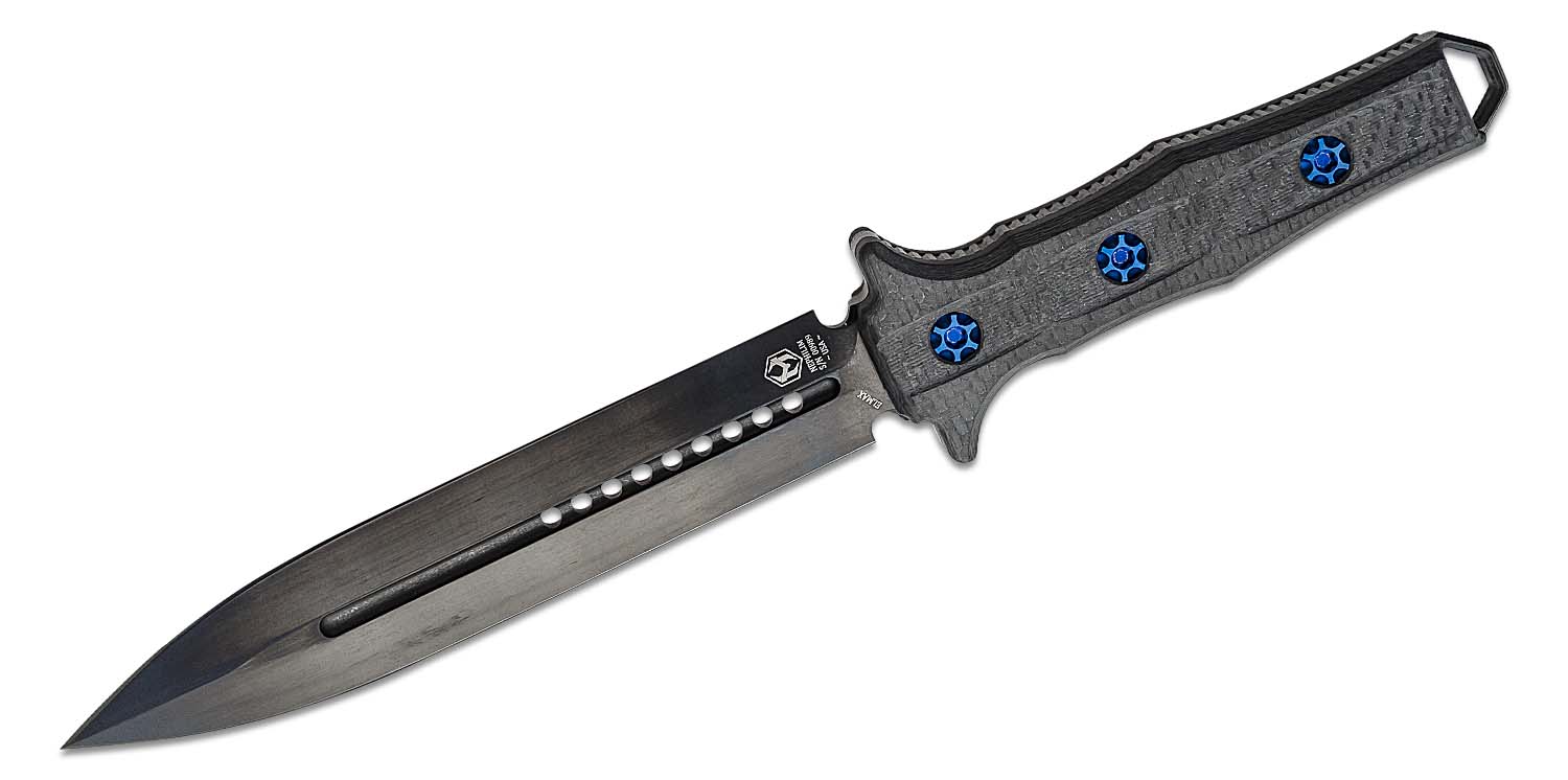Heretic Knives Nephilim Fixed Blade Knife 6.5" Elmax Black DLC Double ...