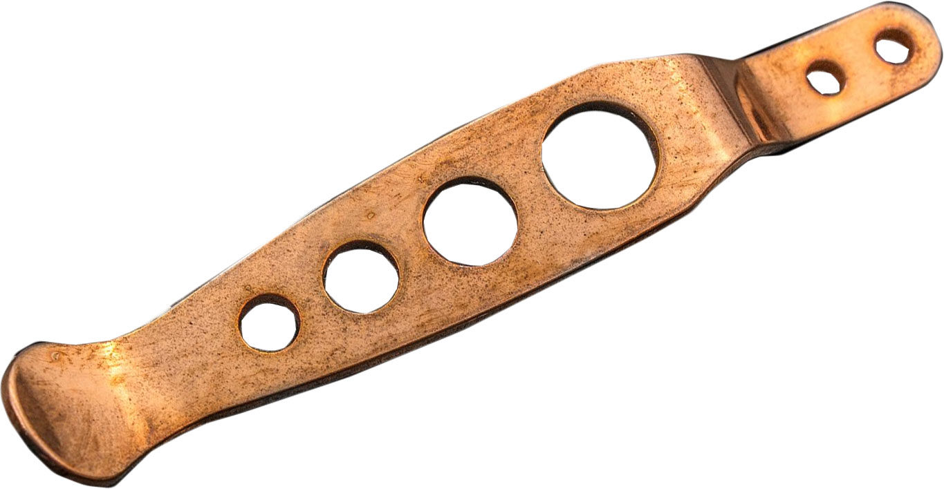 Rick Hinderer Knives Holey Copper Plated XM Pocket Clip - KnifeCenter ...
