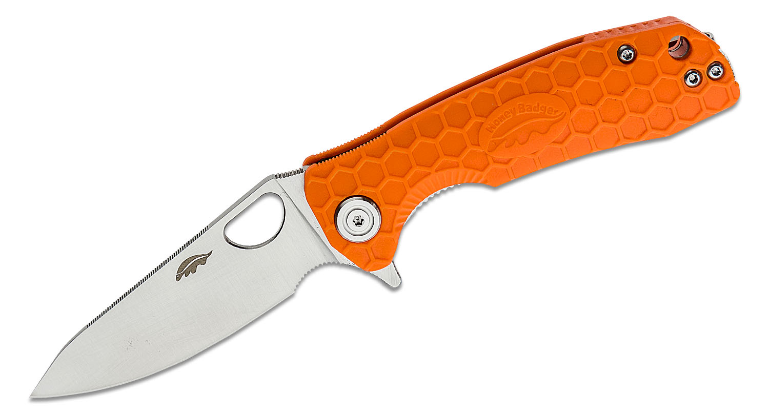 Honey Badger HB1313 Small Flipper Knife 2.81" Satin Leaf Blade, Orange ...