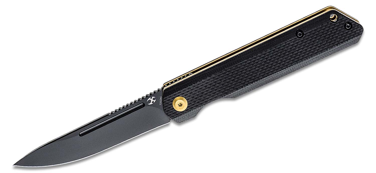 Kansept Knives Prickle Front Flipper 3.53" 154CM Black Drop Point Blade ...