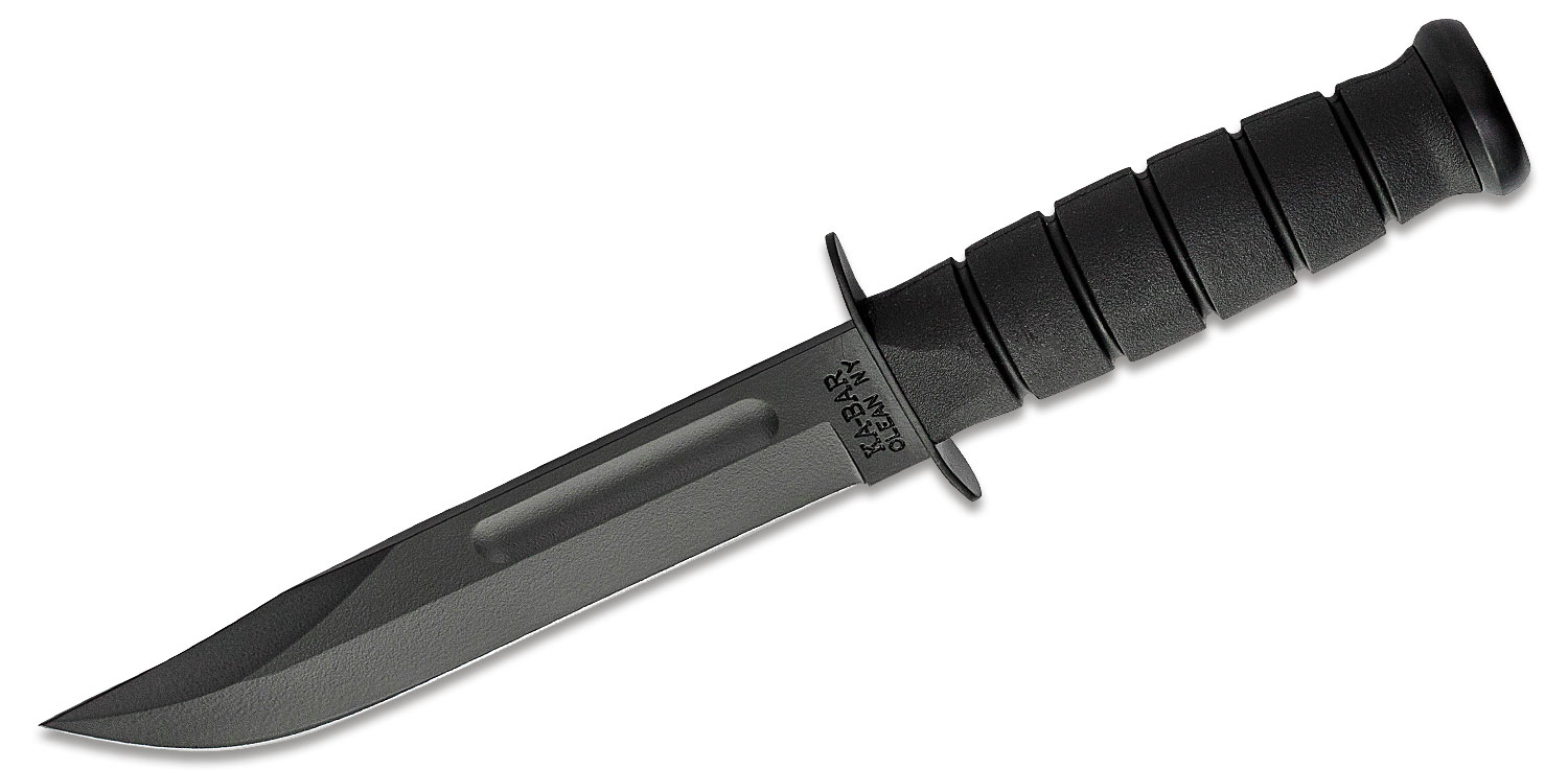 KA-BAR 1211 Full Size Fighting Knife 7" Black Plain Blade, Kraton G ...
