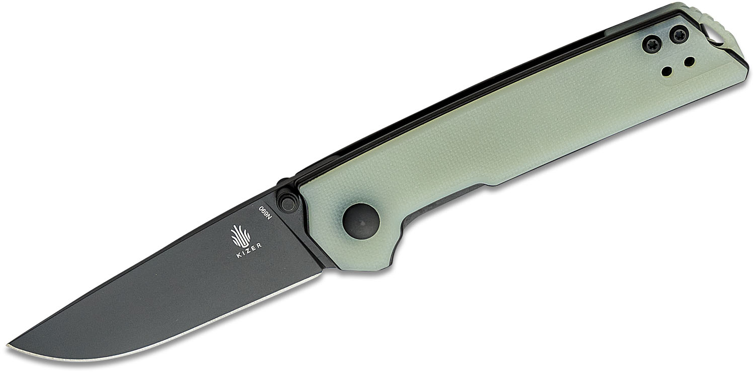 Kizer Cutlery Vanguard Mini Domin Folding Knife 2.91" N690 Black Blade ...