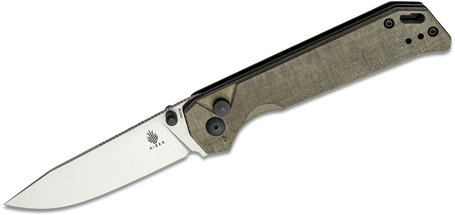 Kizer Cutlery Vanguard Begleiter2 Button Lock Folding Knife 3.39" 154CM ...