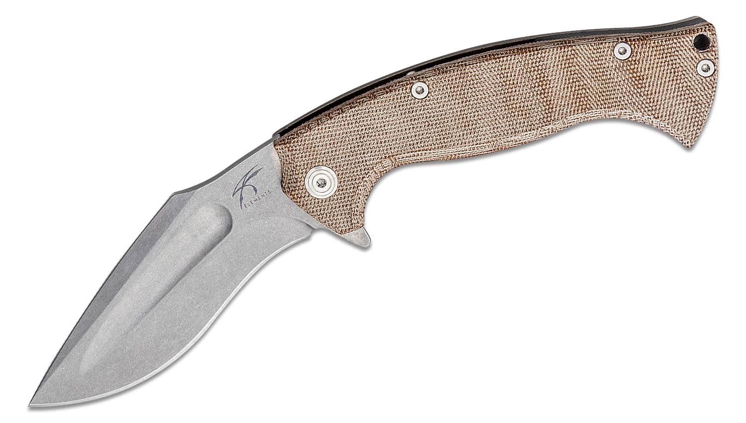 Knight Elements V2 Ultra Kukri Flipper Knife 4.4" N690 Stonewashed ...