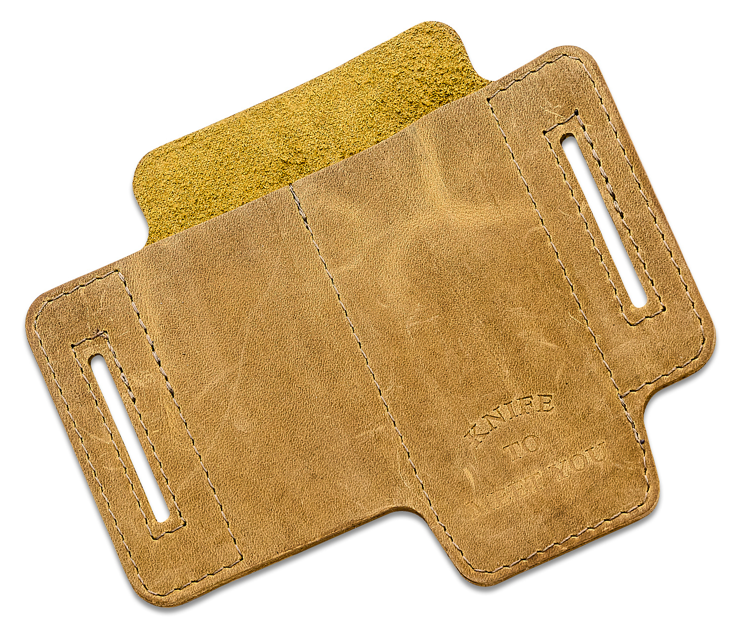 Knife To Meet You BELT-DUO - Tan Leather Belt Sheath Holds 2 Knives ...