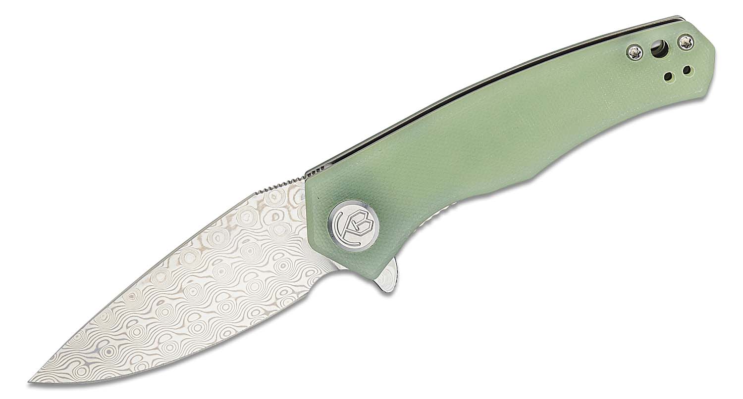 Kubey Knives Cadmus Flipper Knife 2.95" Damascus Drop Point Blade ...