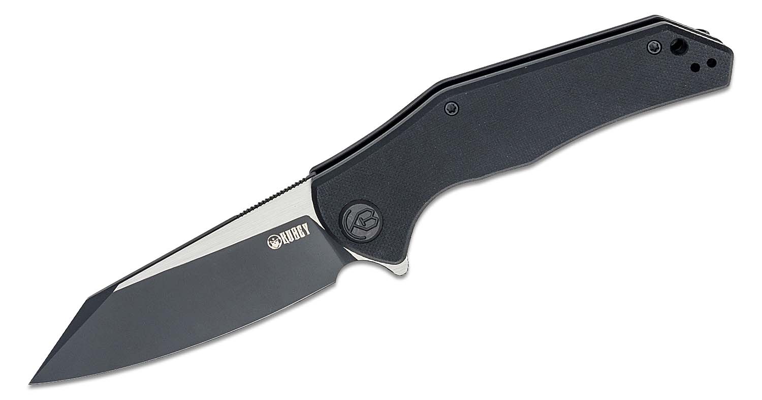 Kubey Knives Flash Flipper Knife 3.82" D2 Black Reverse Tanto Blade ...