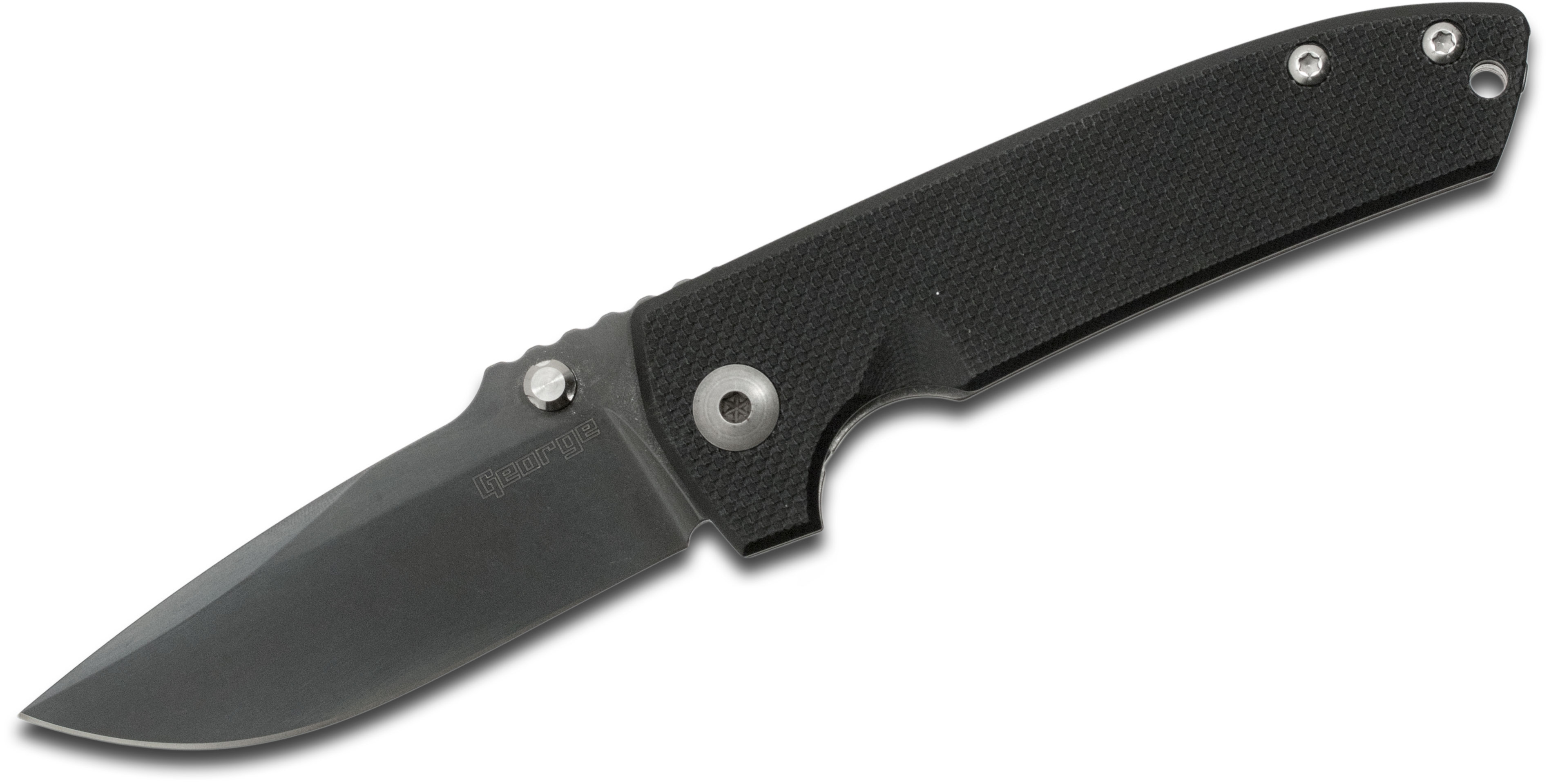 Les George VECP Mid-Tech Folder 3.5" Black DLC CTS-XHP Plain Blade ...