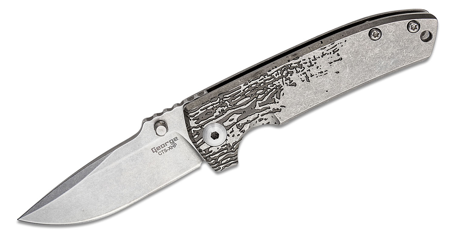 Les George VECP Mid-Tech Folding Knife 3.5" Stonewashed CTS-XHP Plain ...